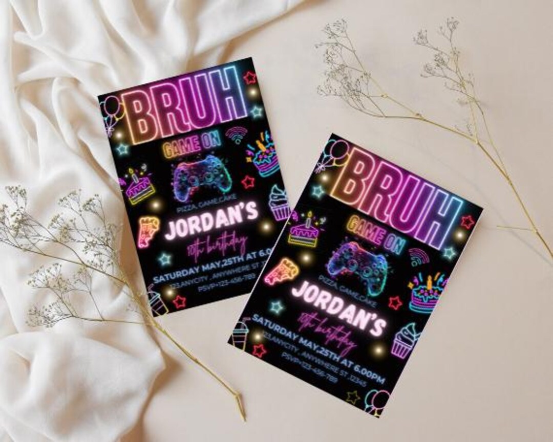 Bruh Birthday Invitation, Neon Party, BRUH YOU IN? Birthday Invitation ...