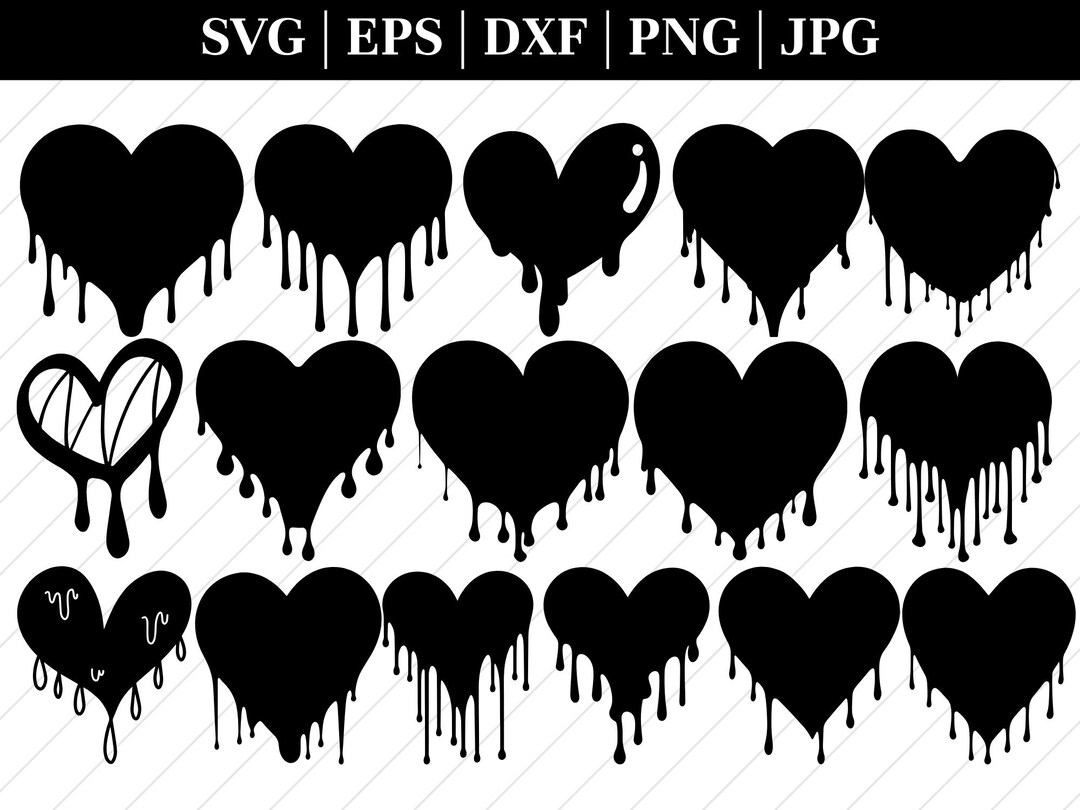 Melting Heart Cut File: Bleeding Valentine's Design (SVG, PNG, EPS ...