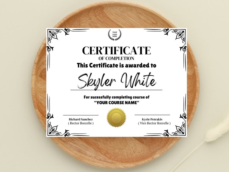 Certificate of Completion Template, Printable Course Certificate of ...