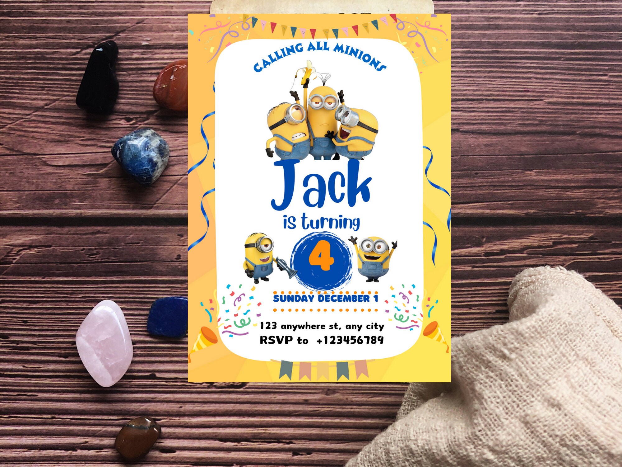 Editable Yellow Birthday Invitation, Kids Birthday Invite, Canva ...
