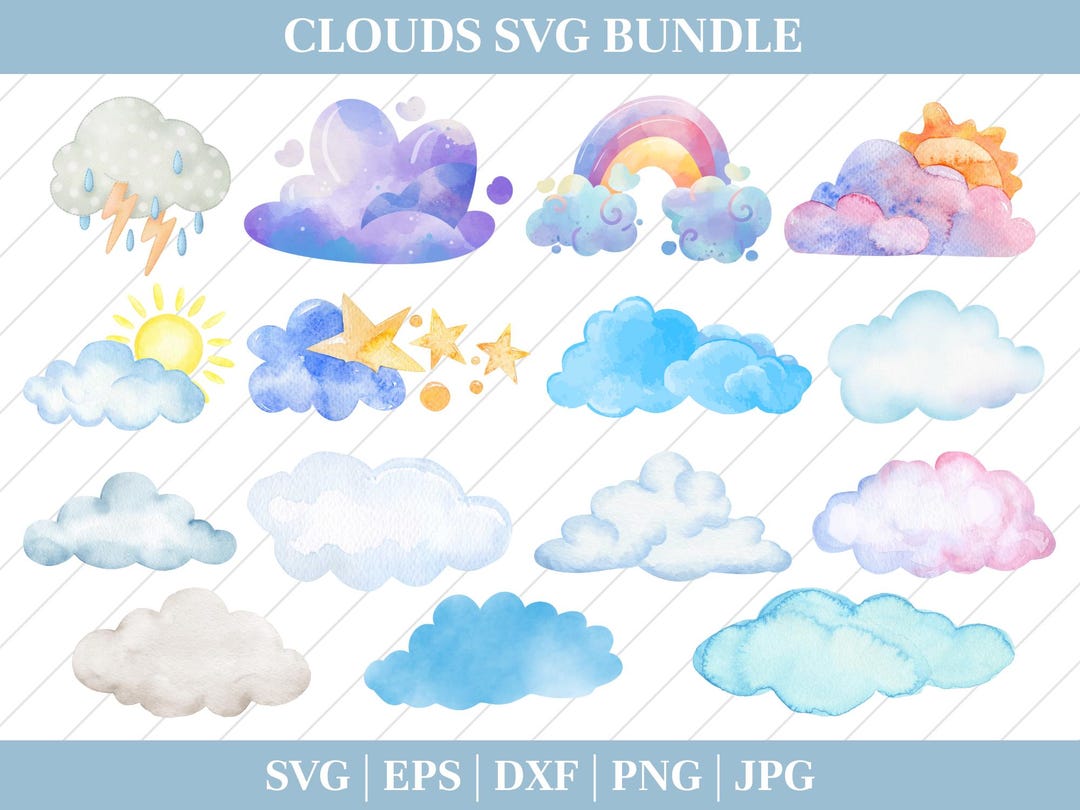Cloud SVG Bundle: Clipart, Vector, Cut Files (instant Download) - Etsy