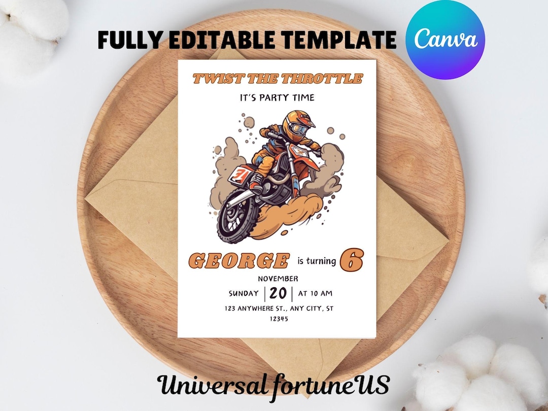 Dirt Bike Birthday Invitation, Motorbike Invite, Dirtbike Adventure ...