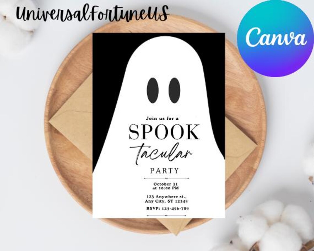 Editable Halloween Birthday Invitation, Halloween Ghost Invitation ...