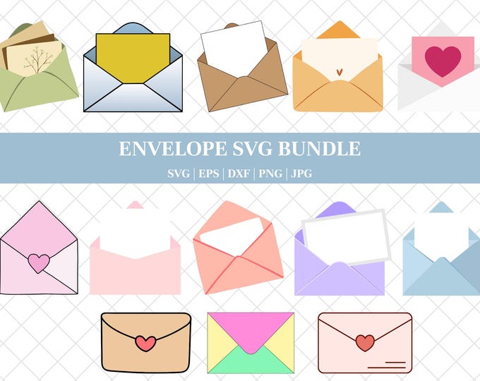 Envelope Bundle Svg, Love Letter Clipart, Envelope Vector, Envelope ...
