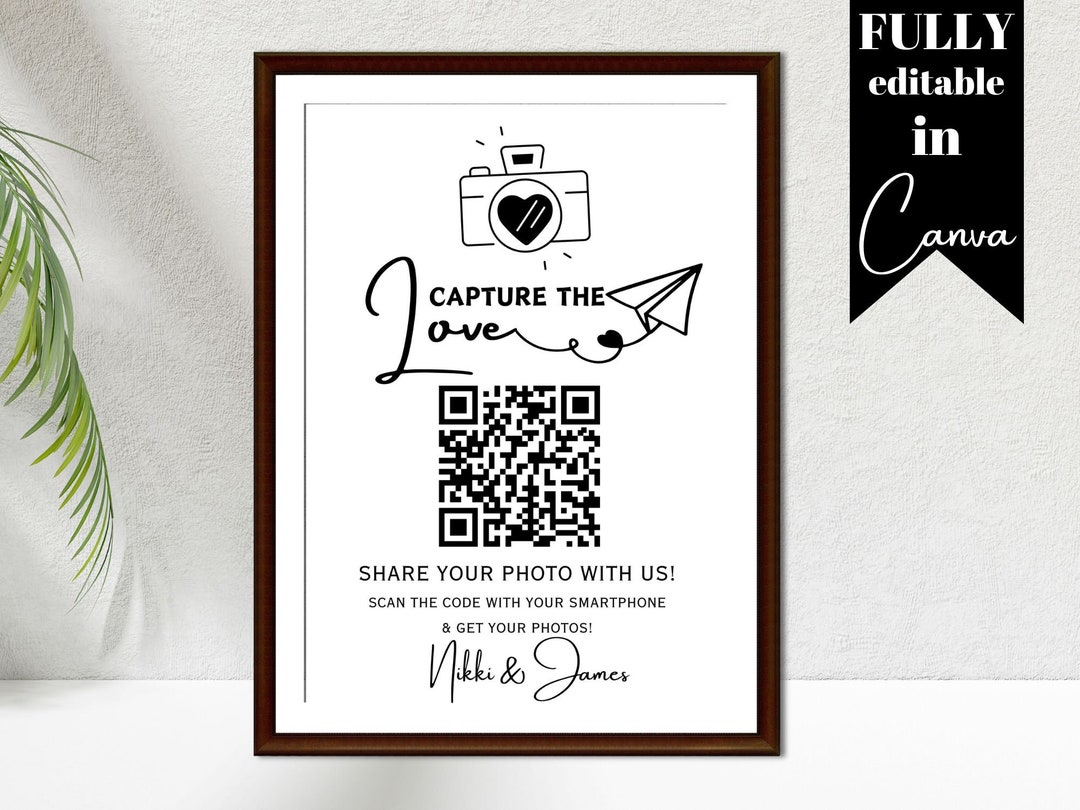 Capture the Love Wedding QR Code Sign, Wedding Sign, Wedding Photo Sign ...