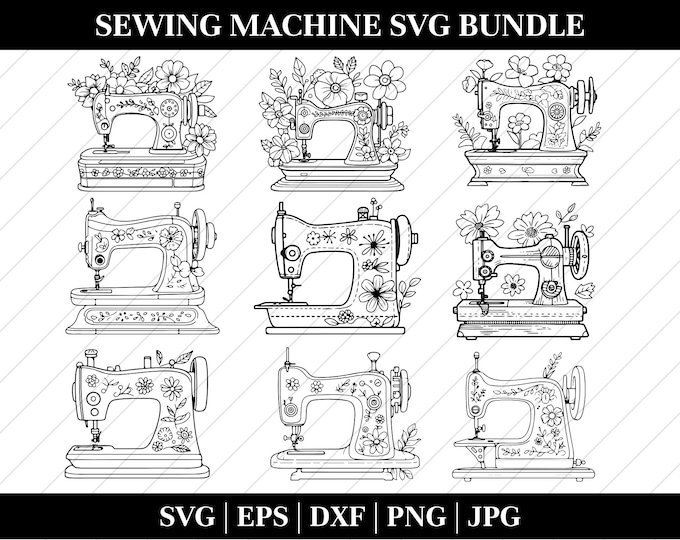Floral Sewing Machine SVG Instant Download\ Sewing Machine SVG Cut File ...
