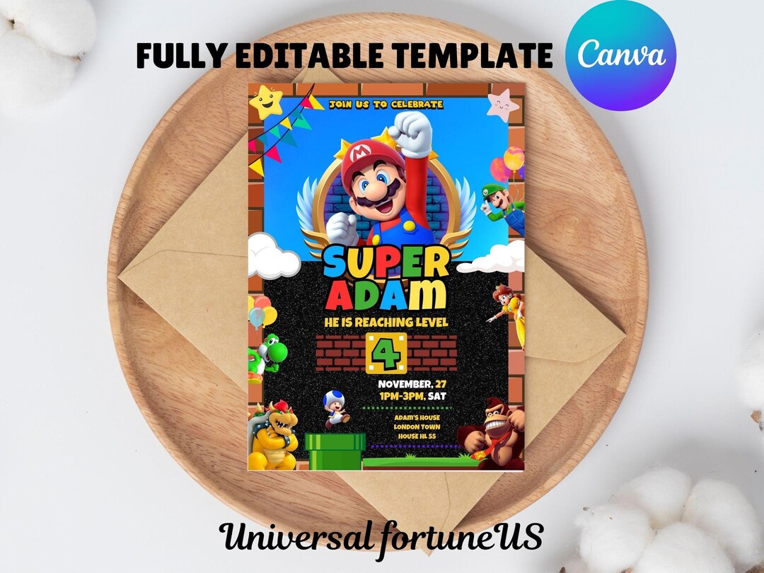 Super Mario Birthday Invitation | Birthday Invitation | Super Mario ...
