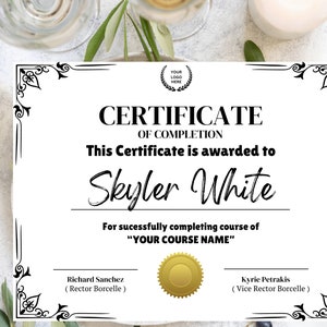 Certificate of Completion Template, Printable Course Certificate of ...