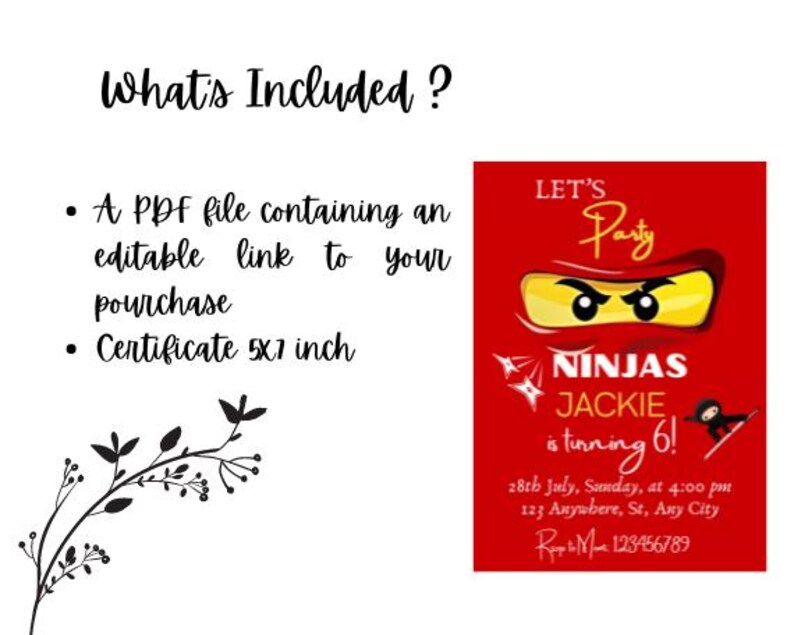 Editable Ninja Go Birthday Invitation Template, Printable Ninja ...