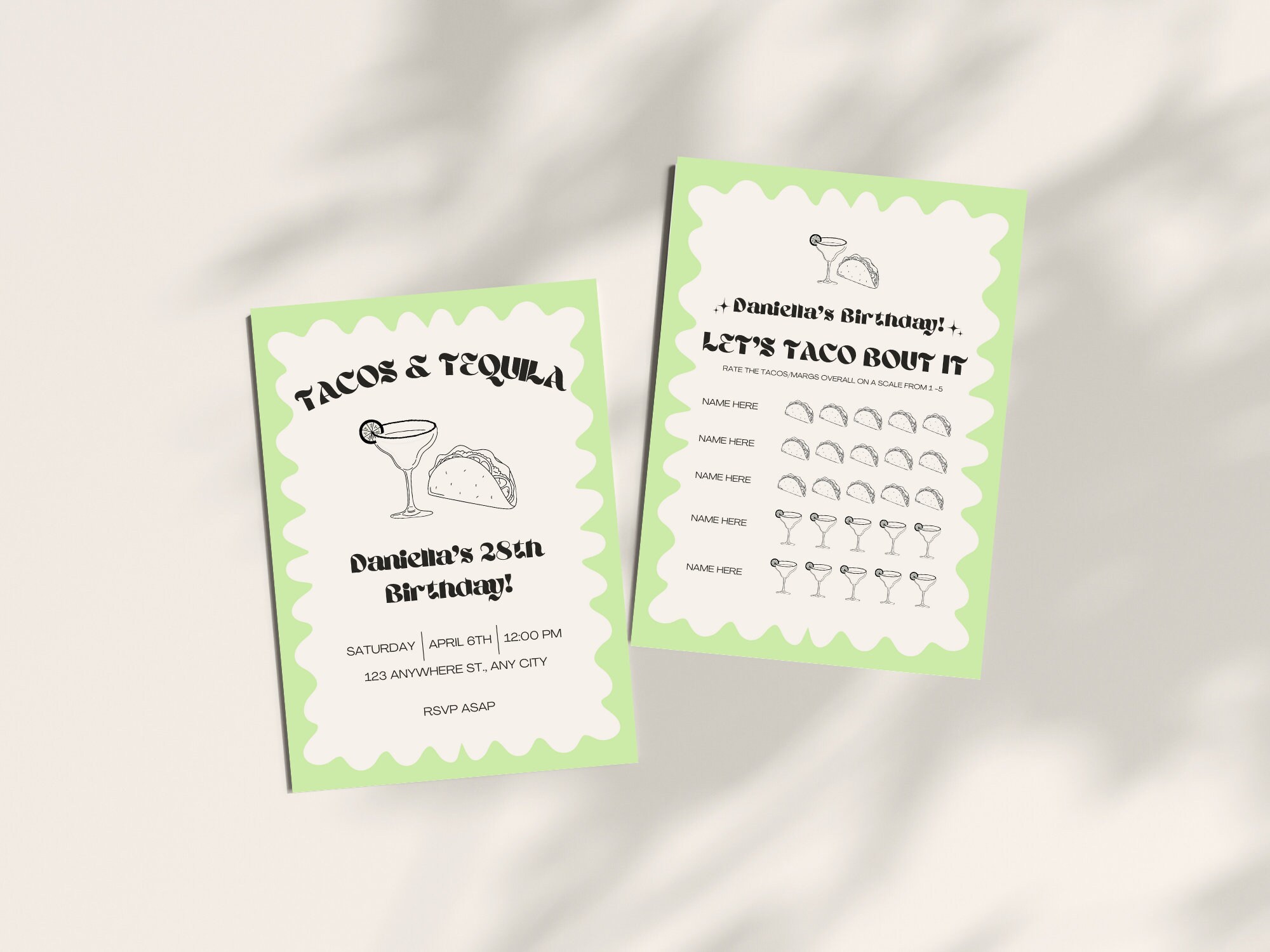 Tacos and Tequila Birthday Invitation & Tasting | Editable Party Invite ...