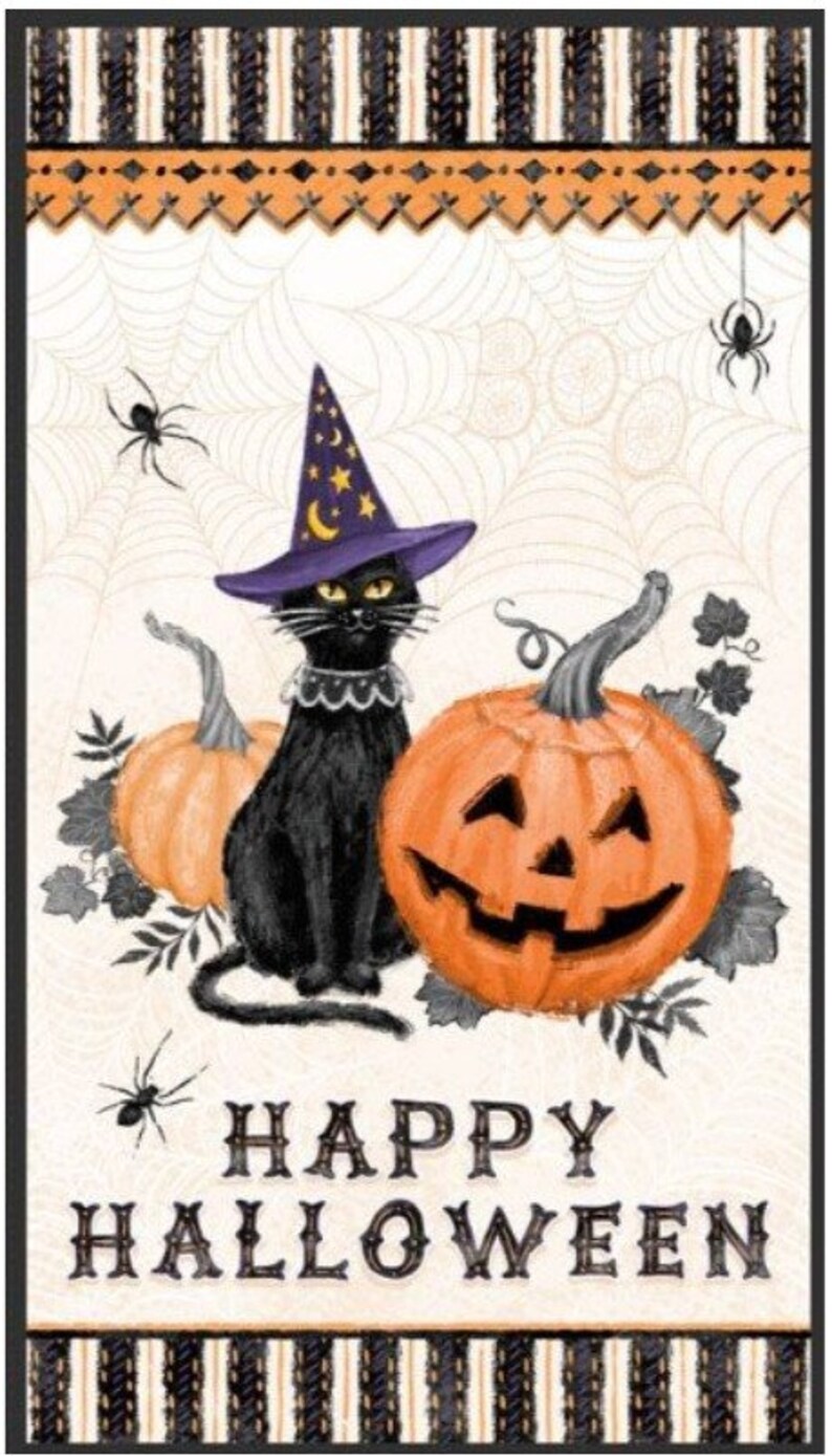 Meow-gical Night Witch Cat Panel 70290 - Etsy