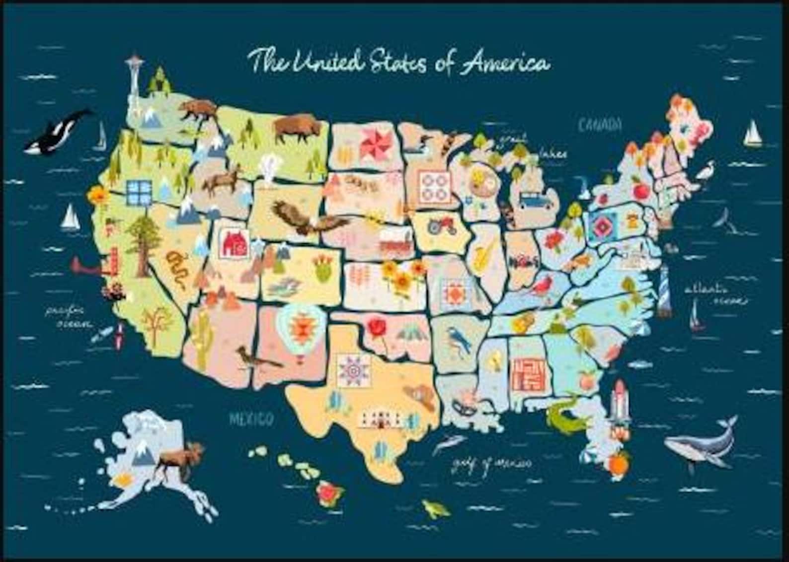 Cross Country -map of USA - 70431 - Etsy