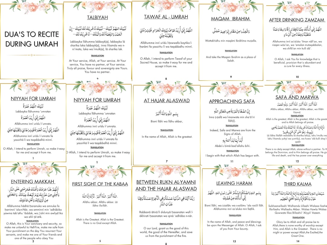Umrah Duas Printable, Umrah Flashcard, Umrah Guide, Umrah Gift Cards, Islamic Dua English Arabic ...