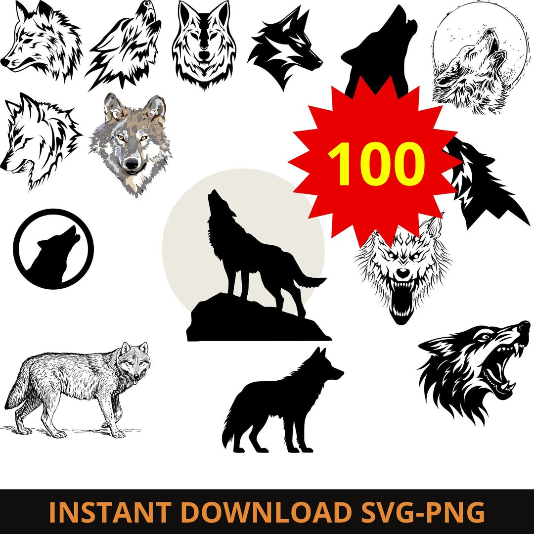 Wolf SVG Bundle 100 Wolf Monogram, Wolf Clipart, Wolf SVG, Cut Files ...