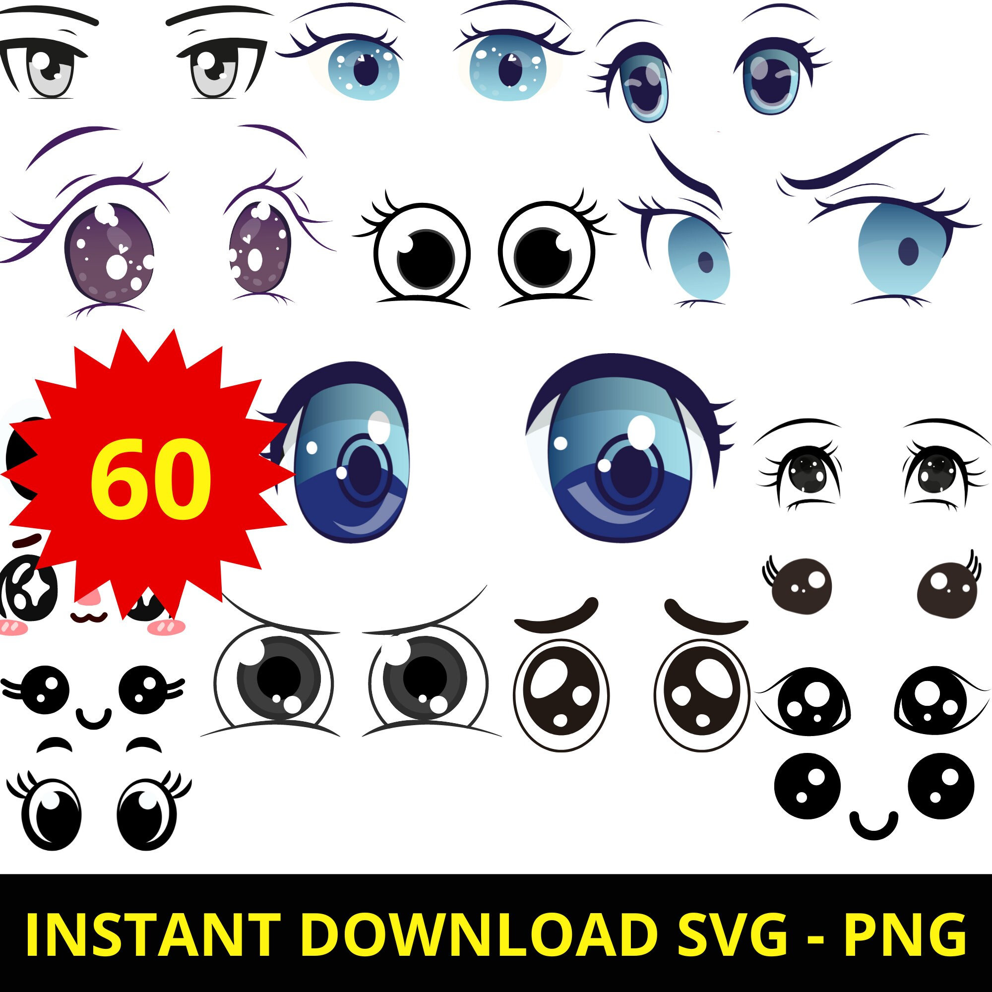 Cute Eyes SVG | Cute Eyes Bundle | Eyes SVG | Eyes PNG | Cute Eyes ...