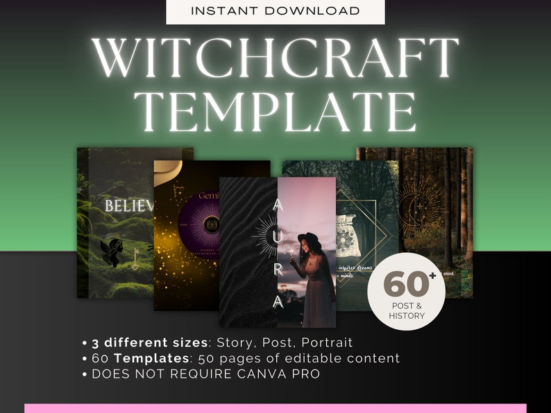 Witch Instagram Post Templates | Witchy Social Media, Crystals, Tarot ...