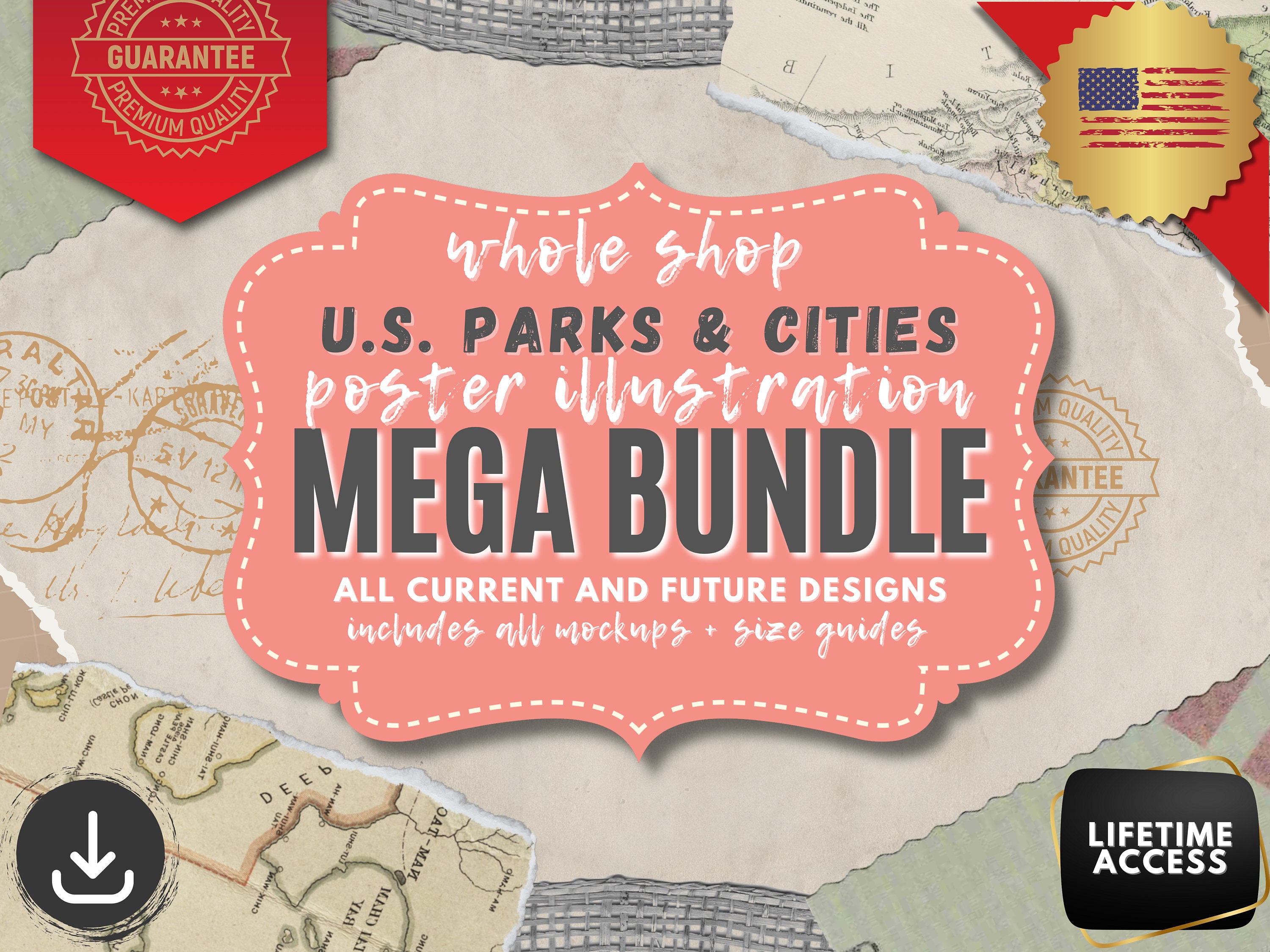 US Parks and Cities Poster Mega Bundle Whole Shop Set Vintage Travel ...