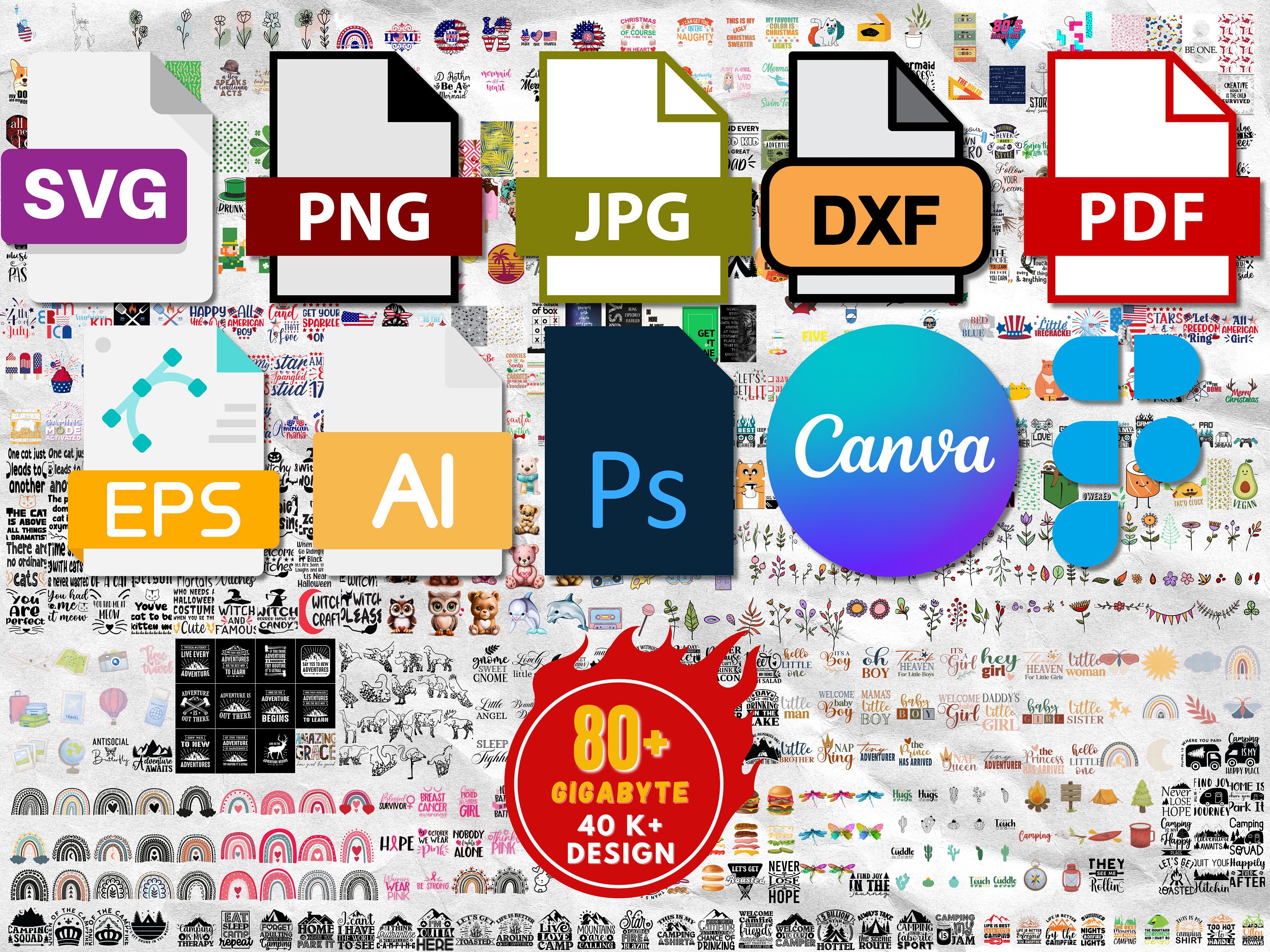 Mega Graphic Design Bundle SVG Files for Cricut Brushes Font Collection ...