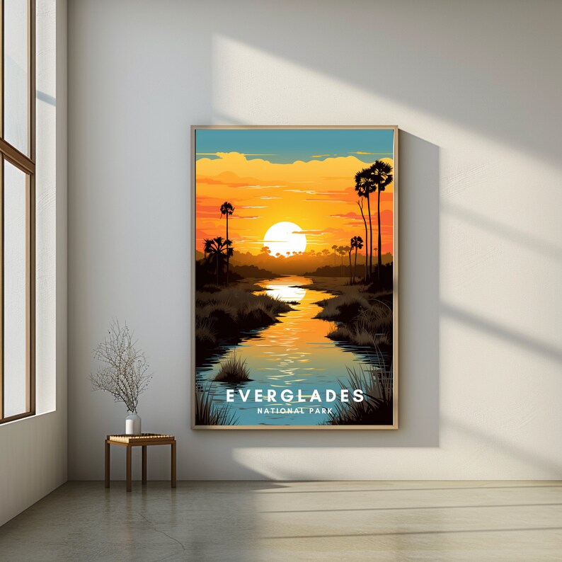 Everglades National Park Poster: Minimalist Sunset Landscape Art - Etsy
