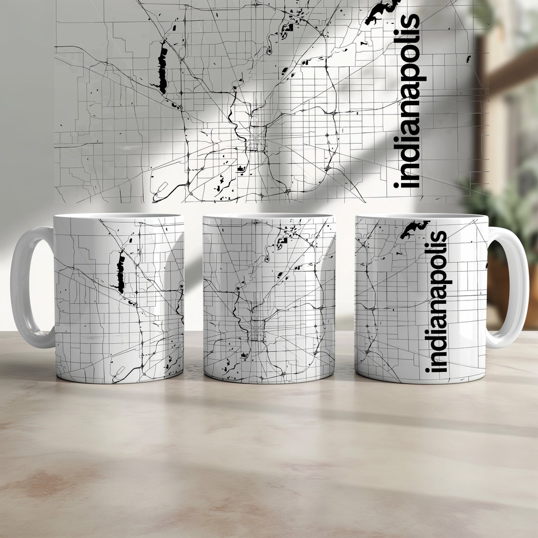 Indianapolis Indiana City Map Coffee Mug - Unique Indianapolis Map Mug ...