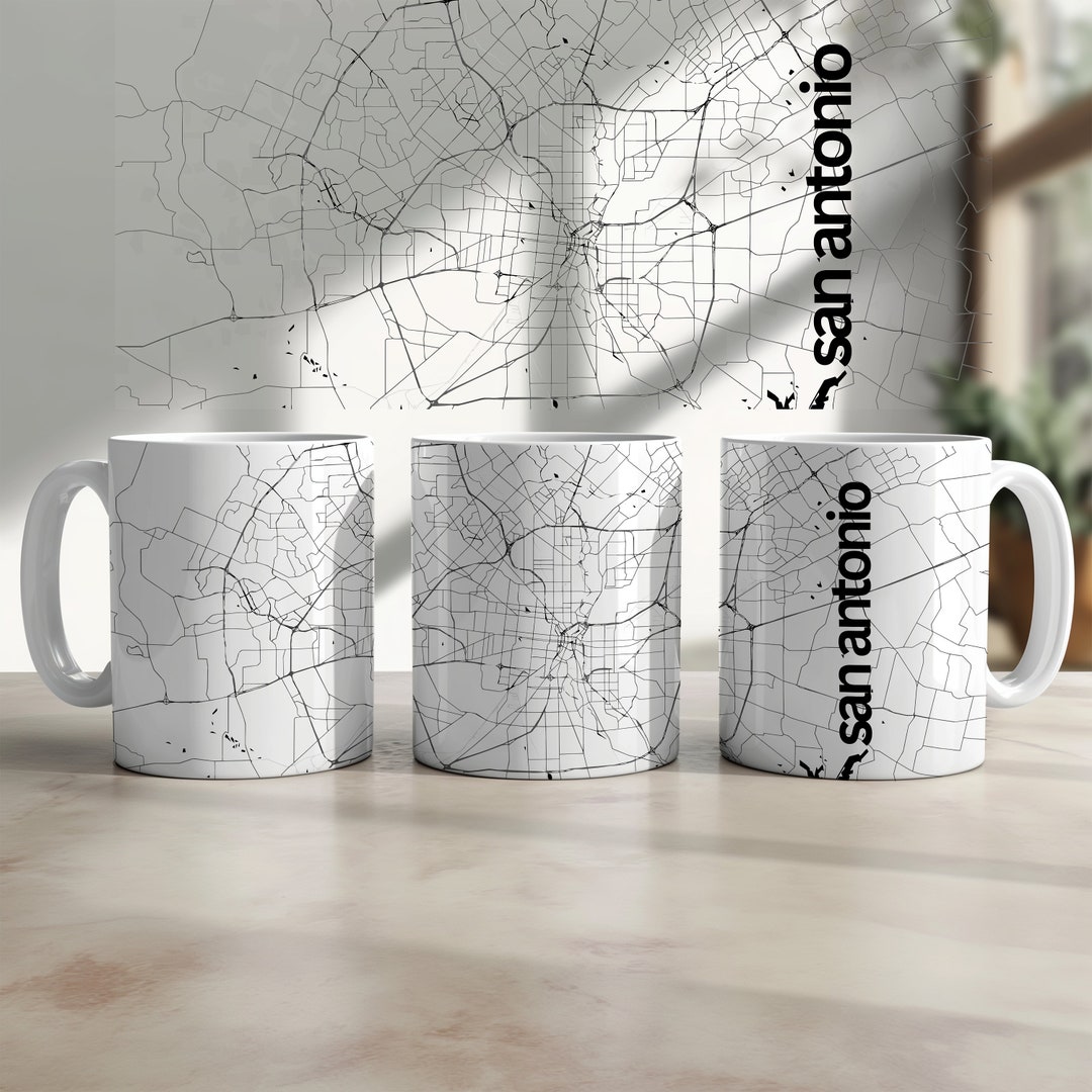 San Antonio Texas City Map Mug Unique Gift for Coffee Lovers BPA Free ...