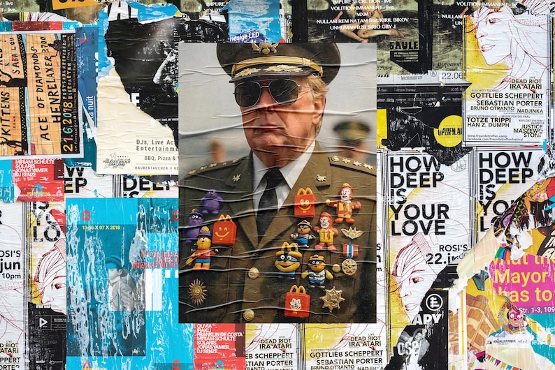Satirical Anti-war Protest Sign: Generalissimo Bigmac Political Art ...