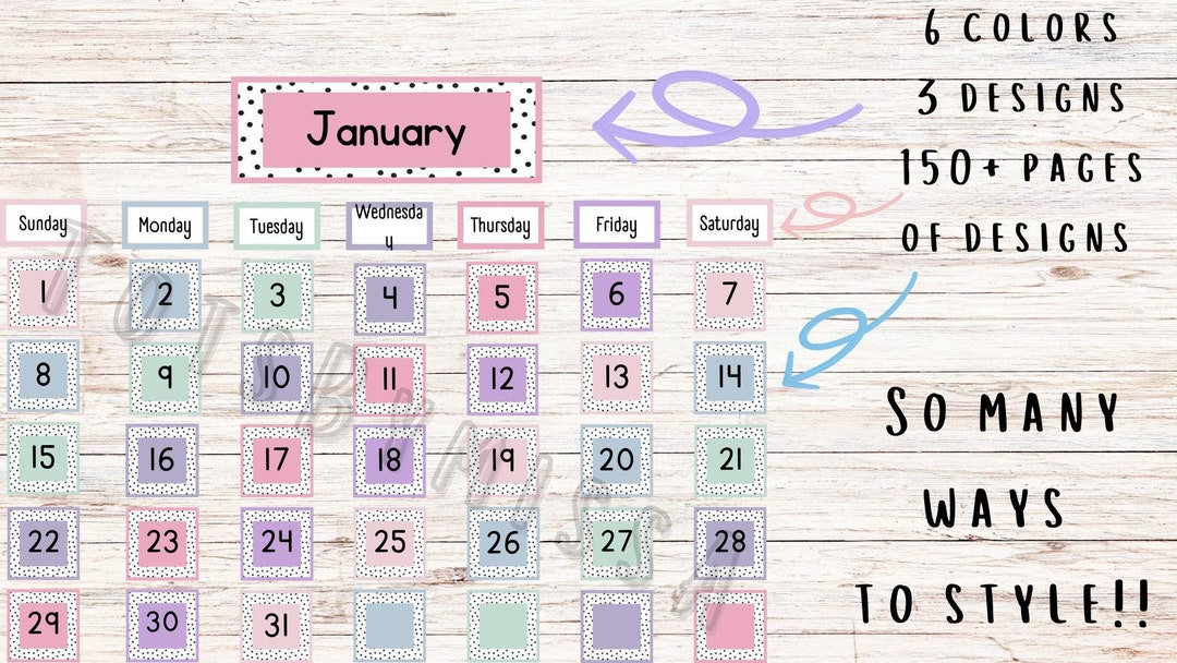 Pastel Classroom Calendar - Etsy