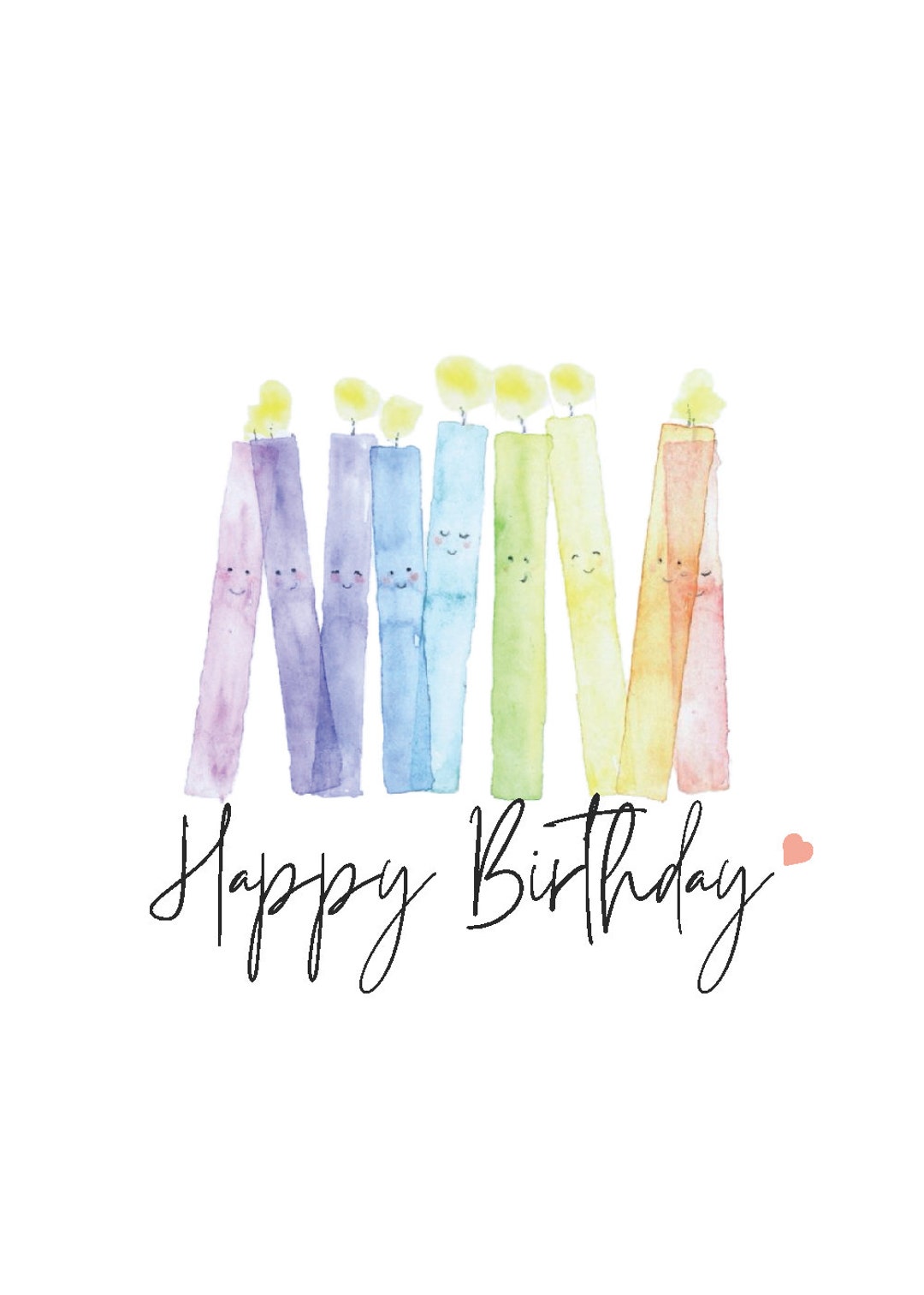 Happy Birthday - Candles - Digital Print - 4.25" X 5.5" - Card/print - Etsy