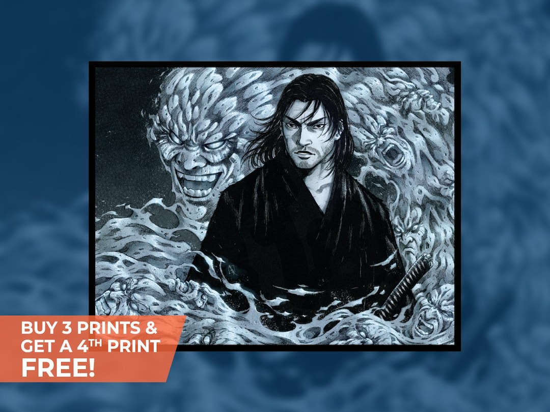 Musashi Miyamoto in Vagabond, Gamer Room Wall Art, Vintage Feel ...