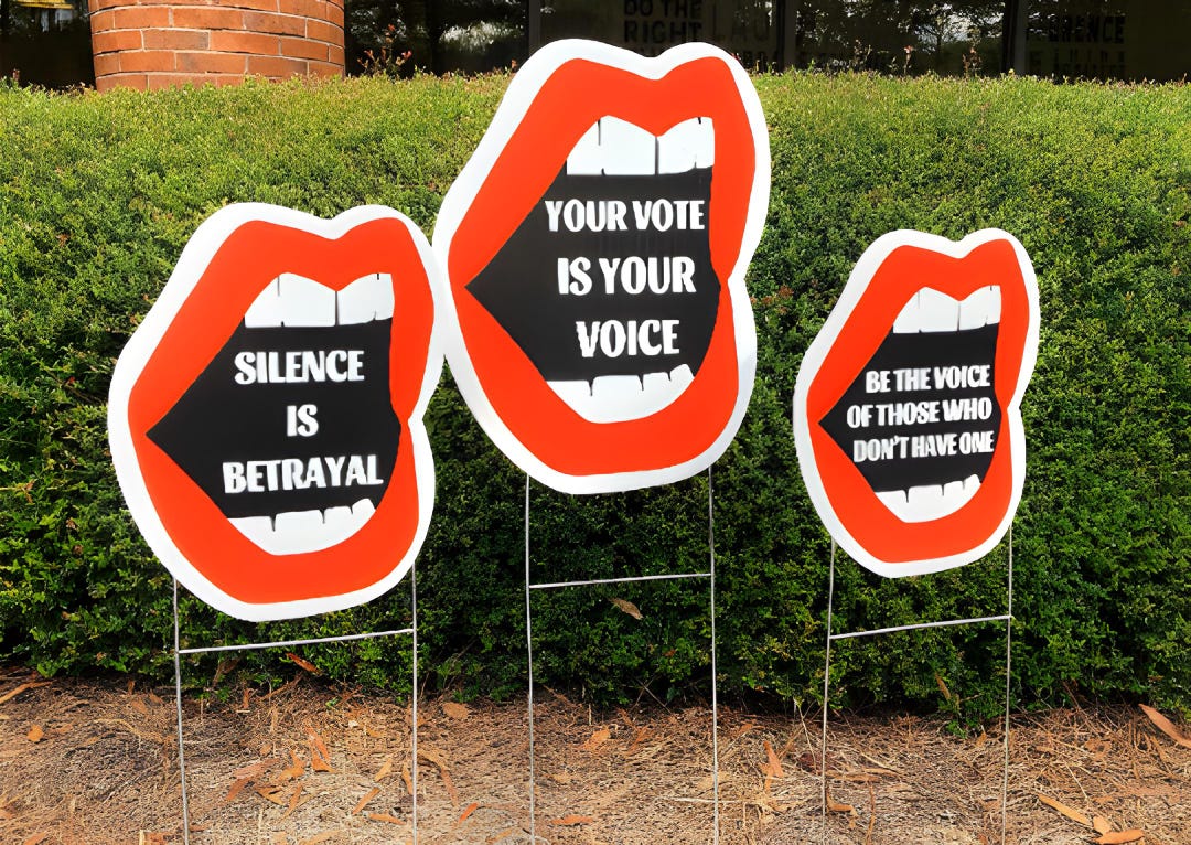 SET OF 3 Vote Lips Yard Sign | Single Sided | Cut Out | Quick ...