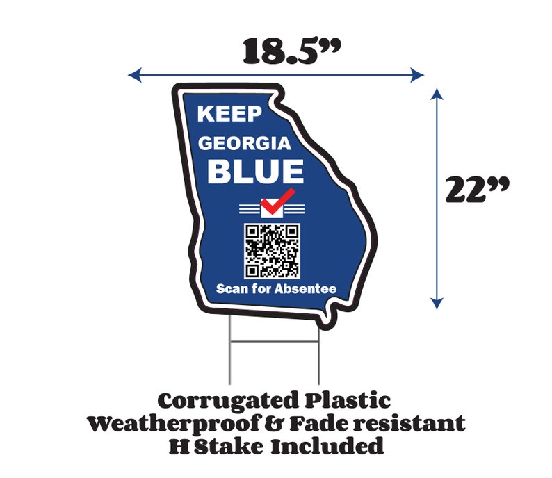 GA State Election QR Code Yard Sign Voter Registration Keep GA Blue ...