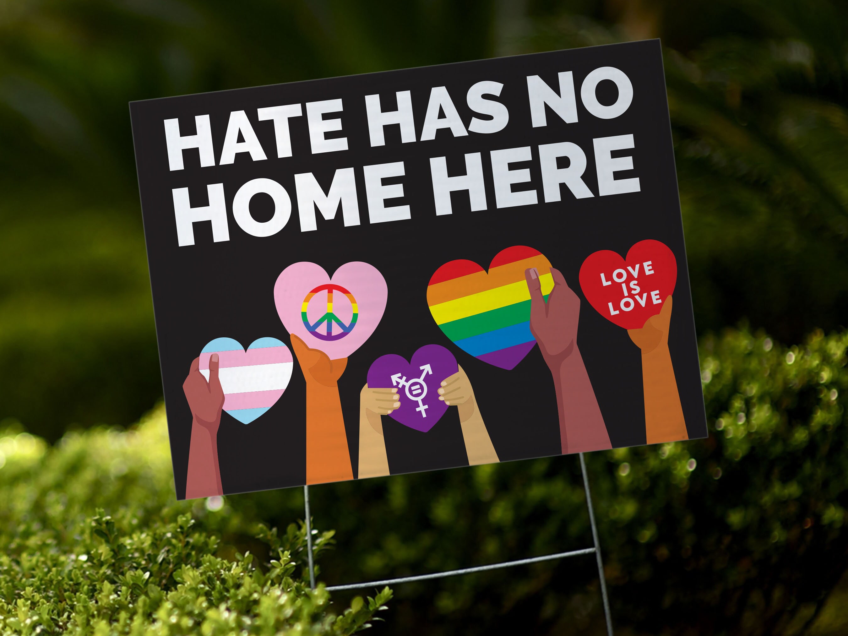 Hate Has No Home Here Yard Sign Double Sided 24x 18 Gay Pride Yard ...