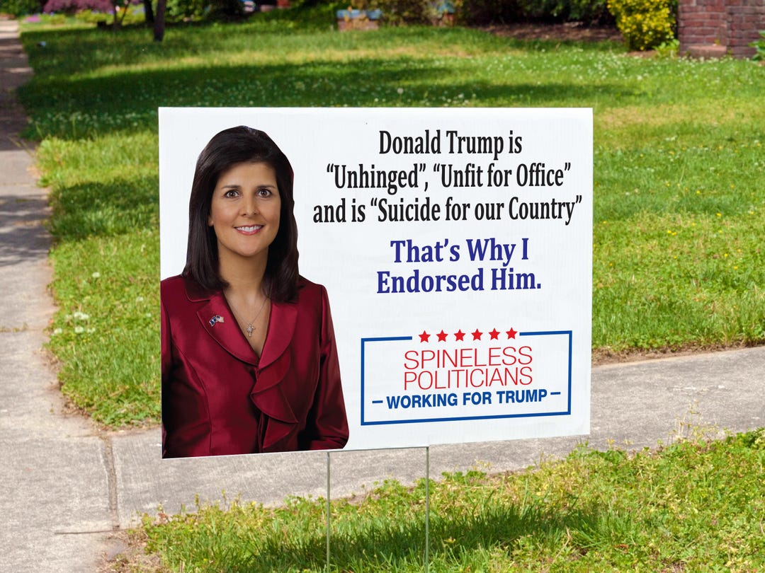 Anti-nikki Haley Trump Yard Sign - Double Sided 24"x18" - Etsy