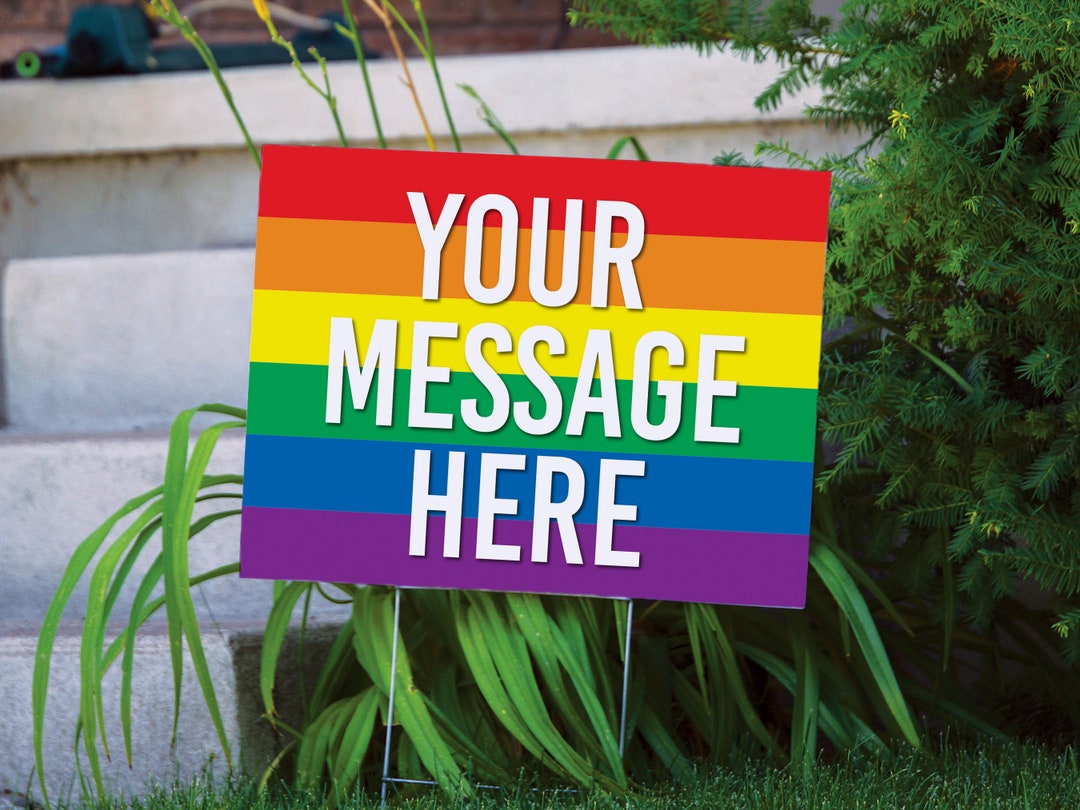 Pride Flag Custom Yard Sign 2 Color Options Double Sided Gay Pride Yard ...