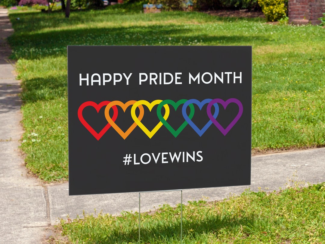 Happy Pride Month Yard Sign #lovewins | 24"x 18" Double Sided Gay Pride ...