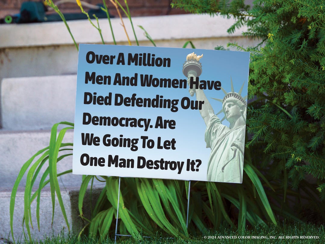 Defending Democracy Yard Sign: Double Sided, Weatherproof (24"x 18") - Etsy