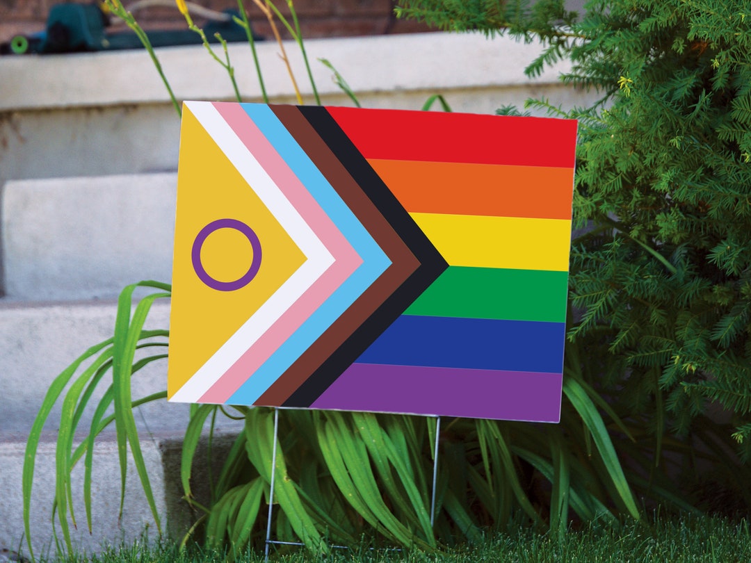 Progress Pride Flag Yard Sign: Double Sided LGBTQIA+ Pride Decor (24"x ...