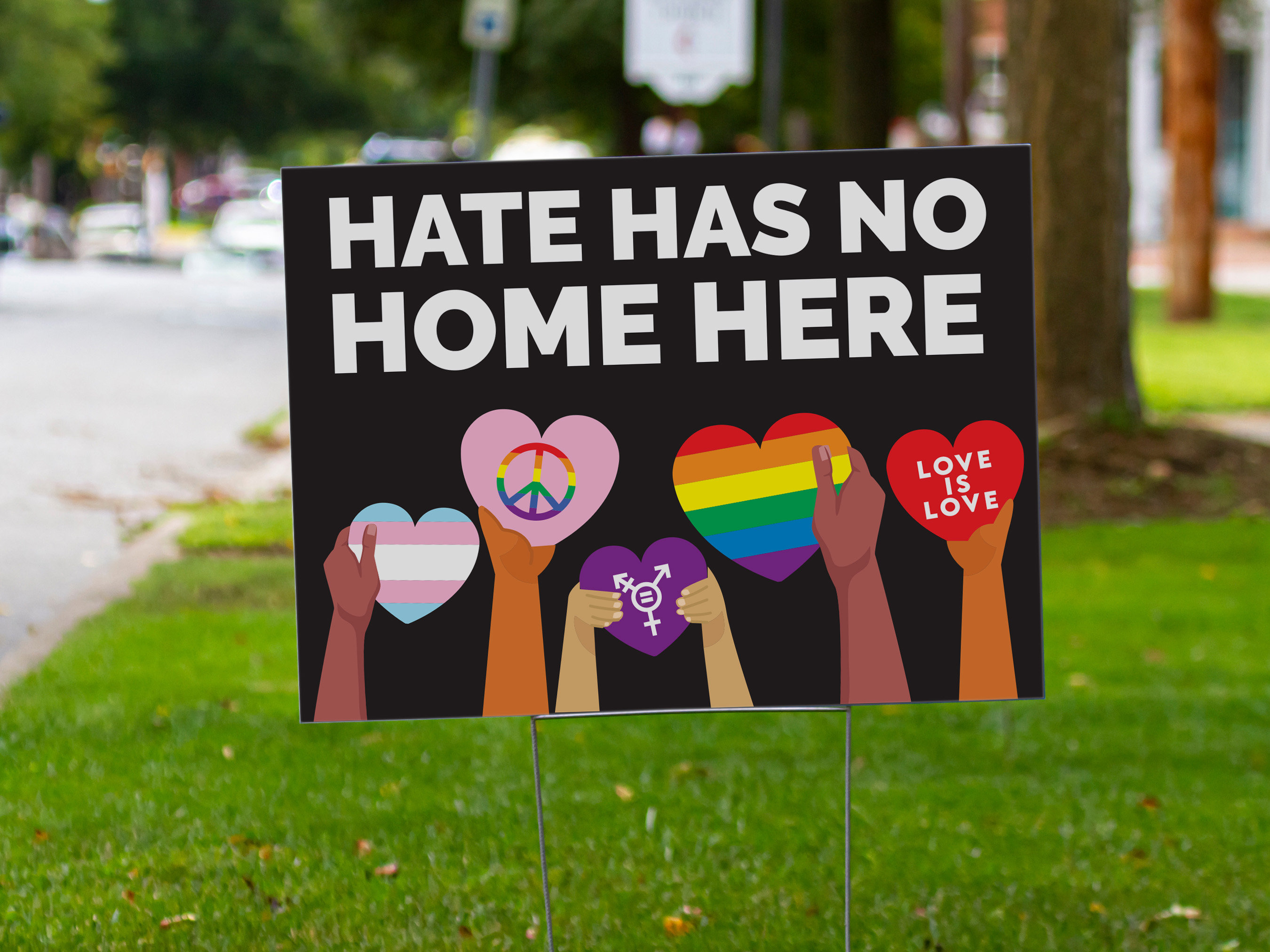 Hate Has No Home Here Yard Sign Double Sided 24x 18 Gay Pride Yard ...