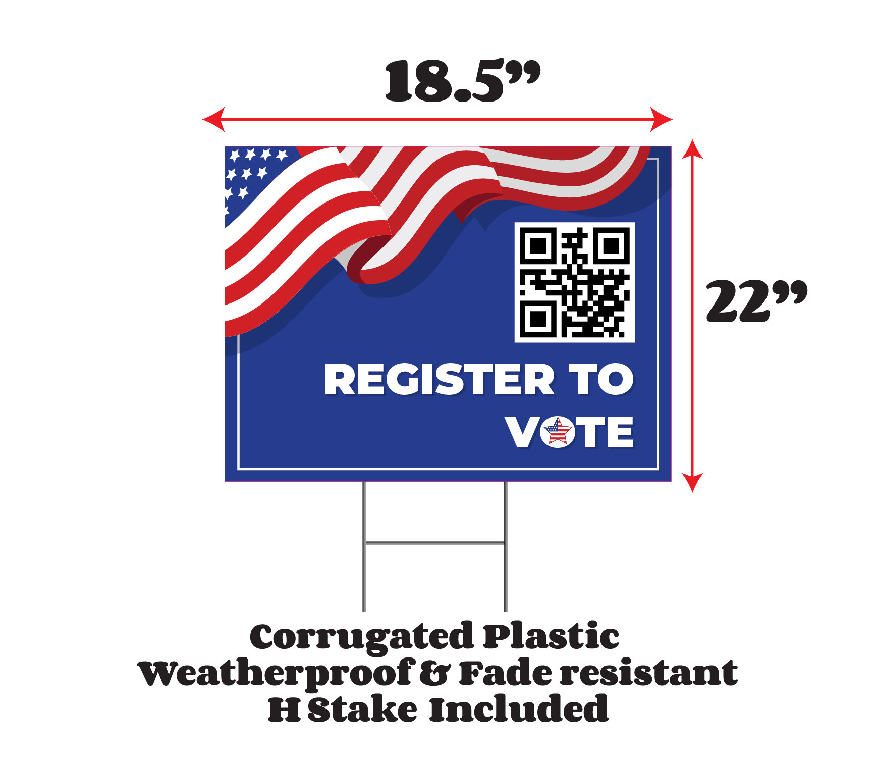 Register to Vote QR Code Yard Sign Your Vote Matters Double Sided 2024 ...