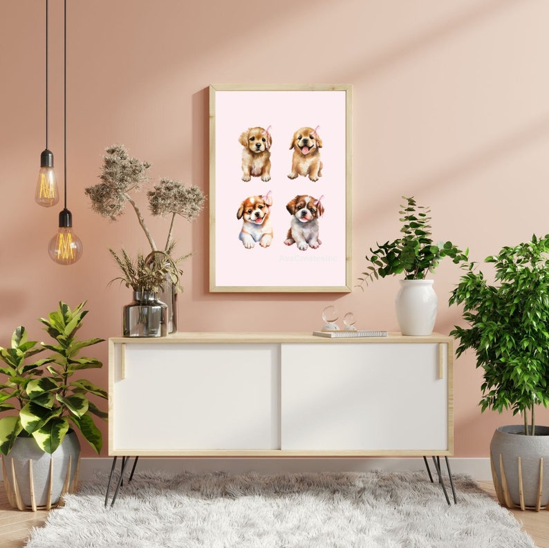 Coquette Dog Wall Decor, Coquette Wall Art, Pink Coquette Room Decor ...