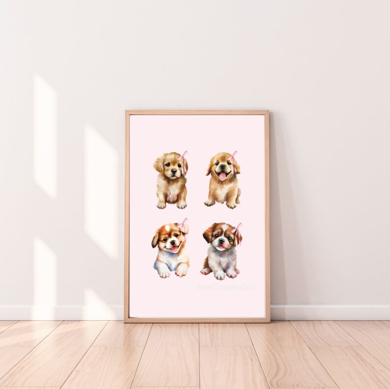 Coquette Dog Wall Decor, Coquette Wall Art, Pink Coquette Room Decor ...
