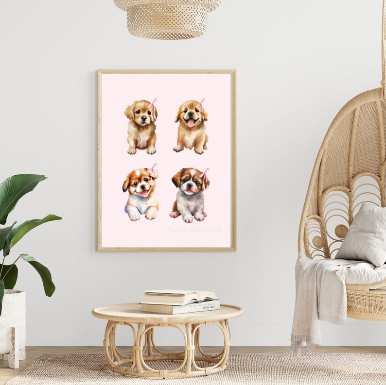 Coquette Dog Wall Decor, Coquette Wall Art, Pink Coquette Room Decor ...