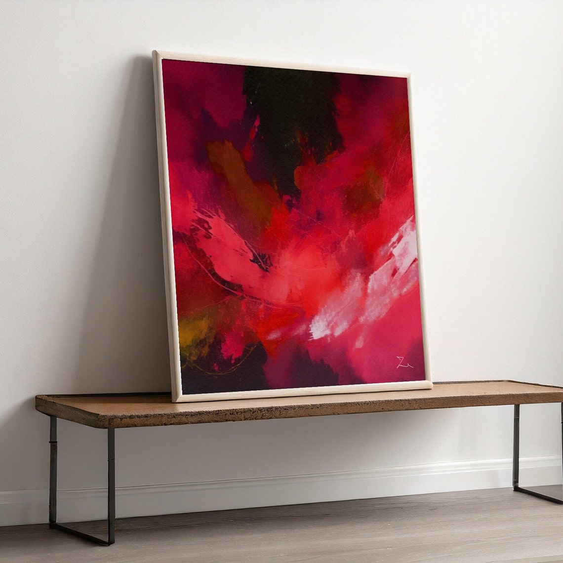 Abstract Red Painting Wall Printable Art Watercolor Painting Digital ...