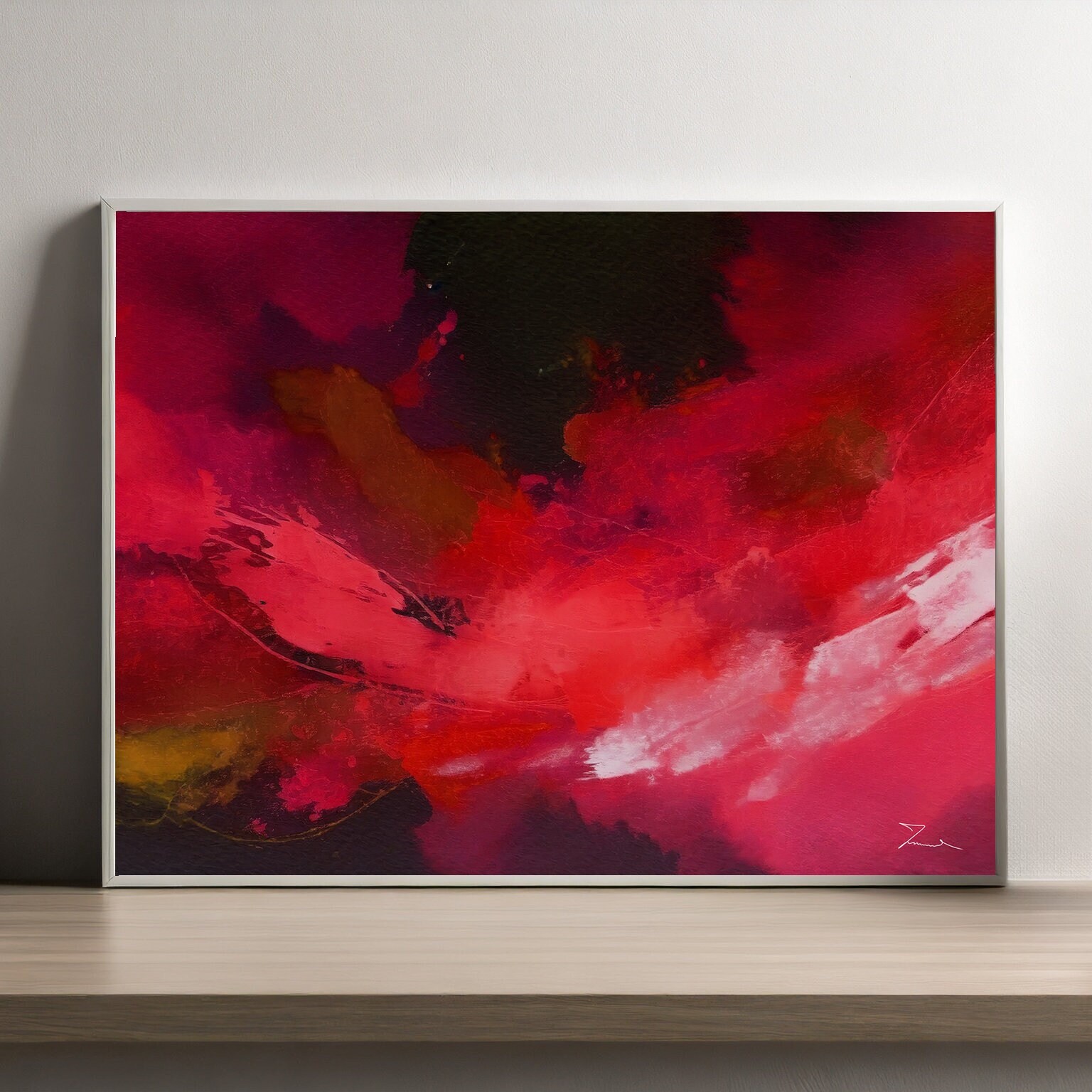 Abstract Red Painting Wall Printable Art Watercolor Painting Digital ...