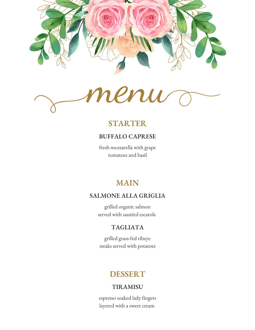Editable Floral Menu Template - Etsy