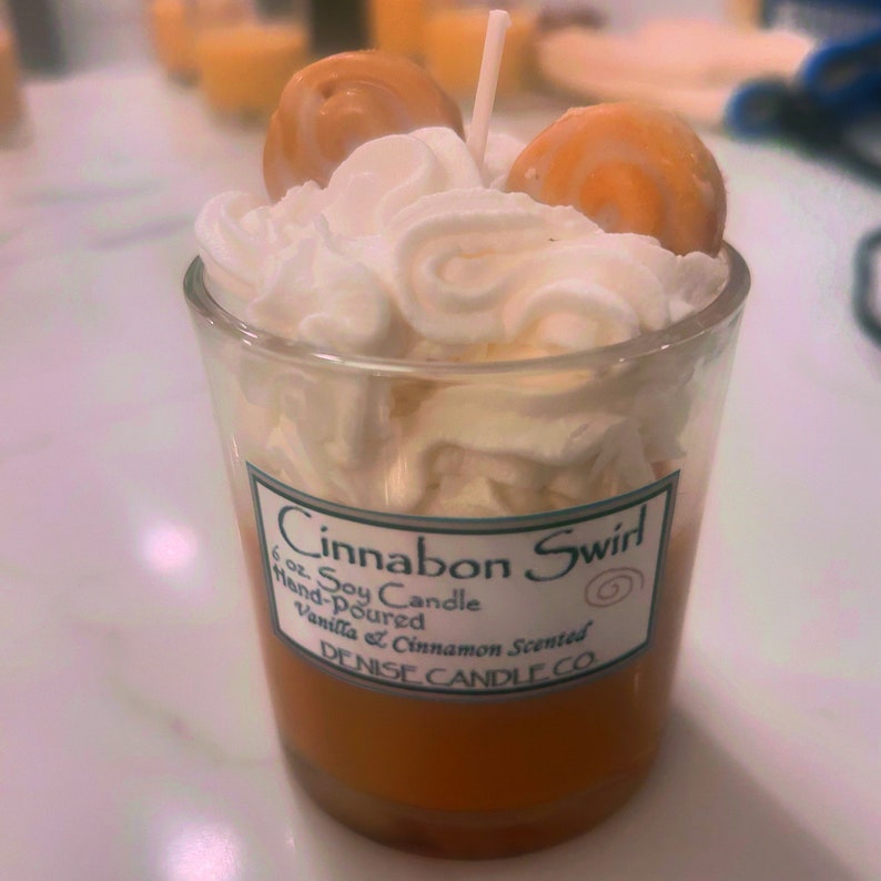 Cinnabon Swirl Candle Cinnamon Vanilla Scented Whipped Topping 6 Oz - Etsy