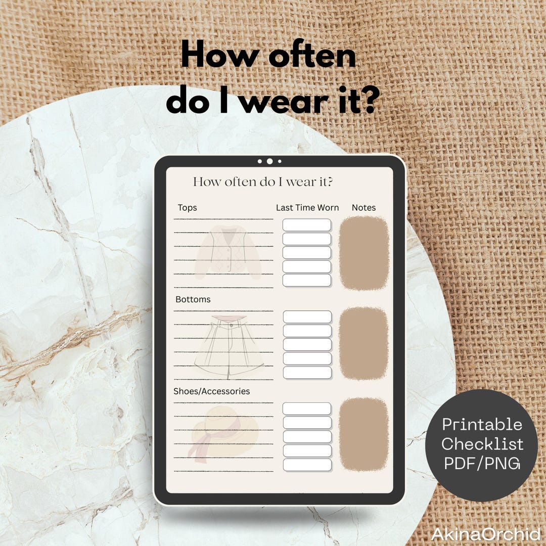 Wardrobe Checklist & Closet Planner, Clothing Tracker, Declutter ...