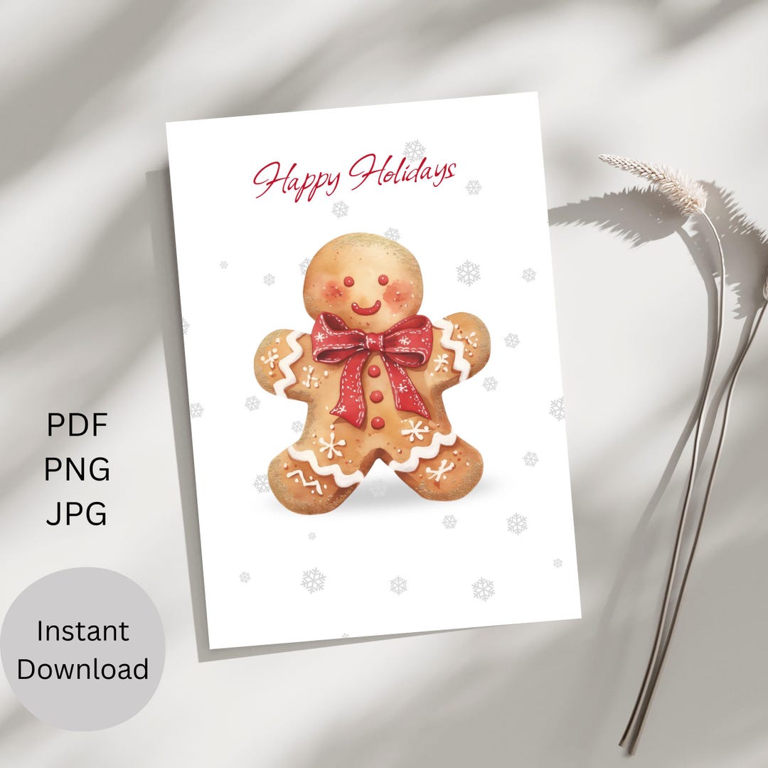 Whimsical Gingerbread Christmas Card (printable Digital Download) - Etsy