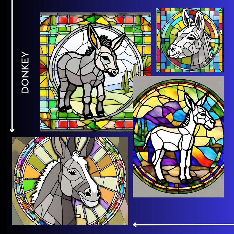 Donkey Stained Glass Pattern Faux Stained Glass Digital Design High ...