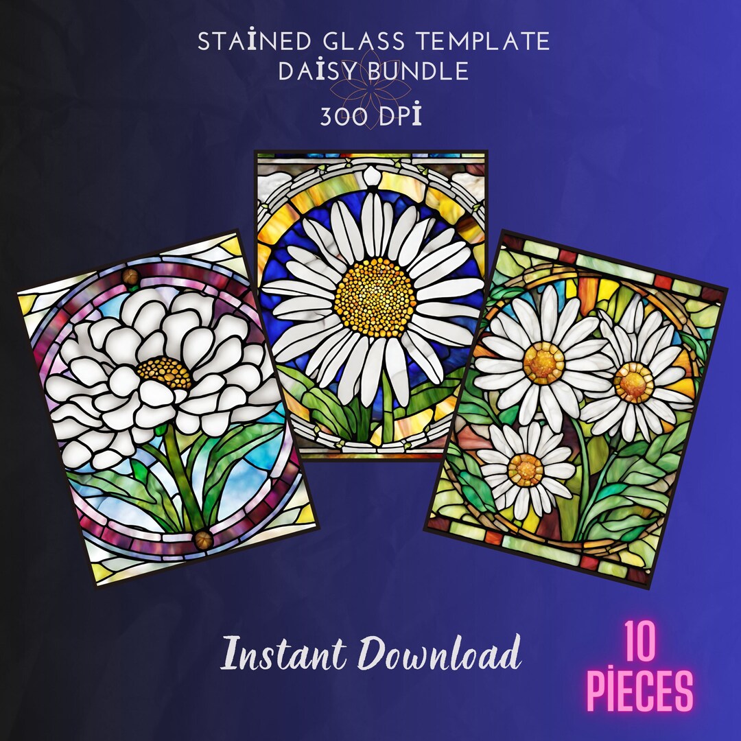 Daisy Stained Glass Sublimation Design,faux Stained Glass Sublimation ...